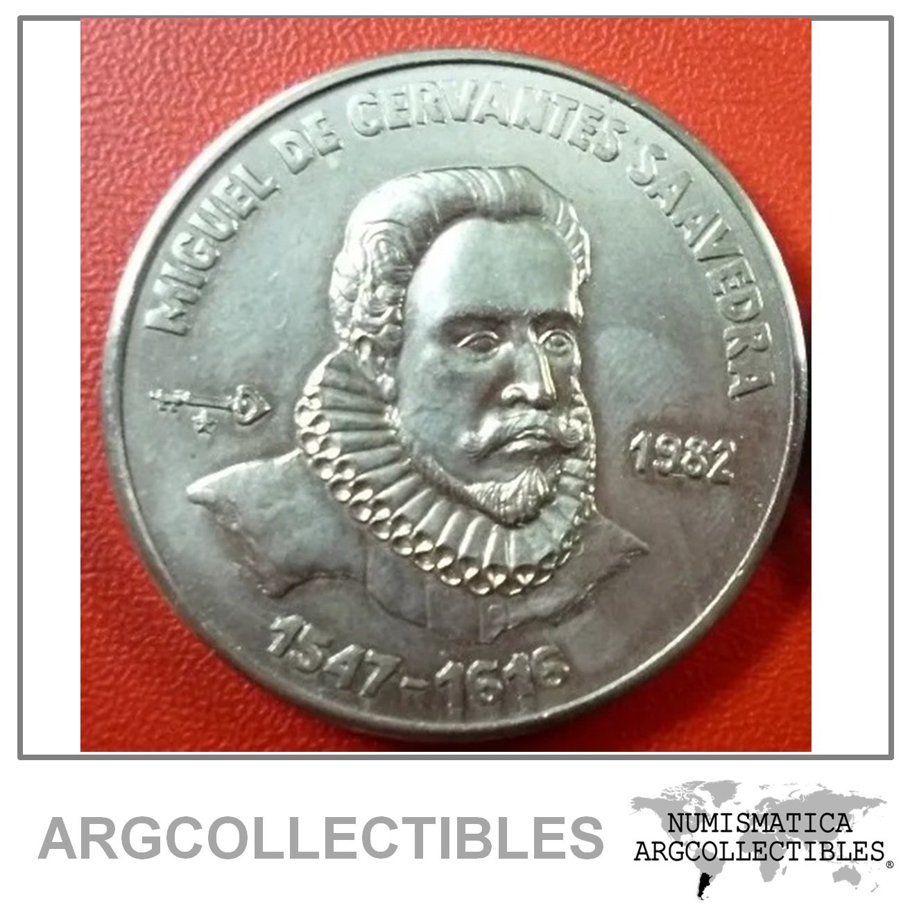 Cuba Moneda 1 Peso 1982 Miguel De Cervantes Saavedra Quijote cuba-moneda-1-peso-1982-miguel-de-cervantes-saavedra-quijote