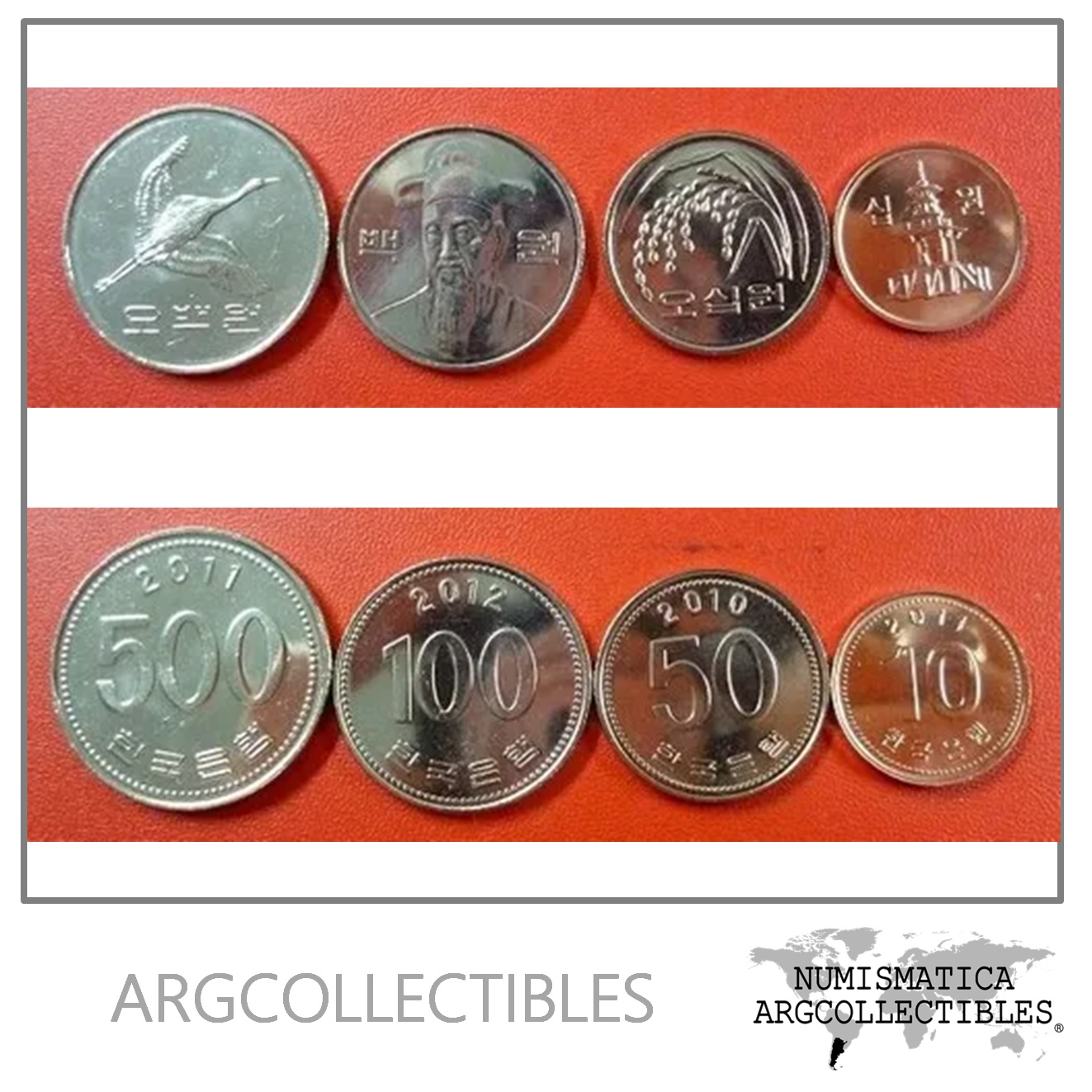 Corea Del Sur Set 4 Monedas Figuras Varias 2010 – 2012 Unc ...
