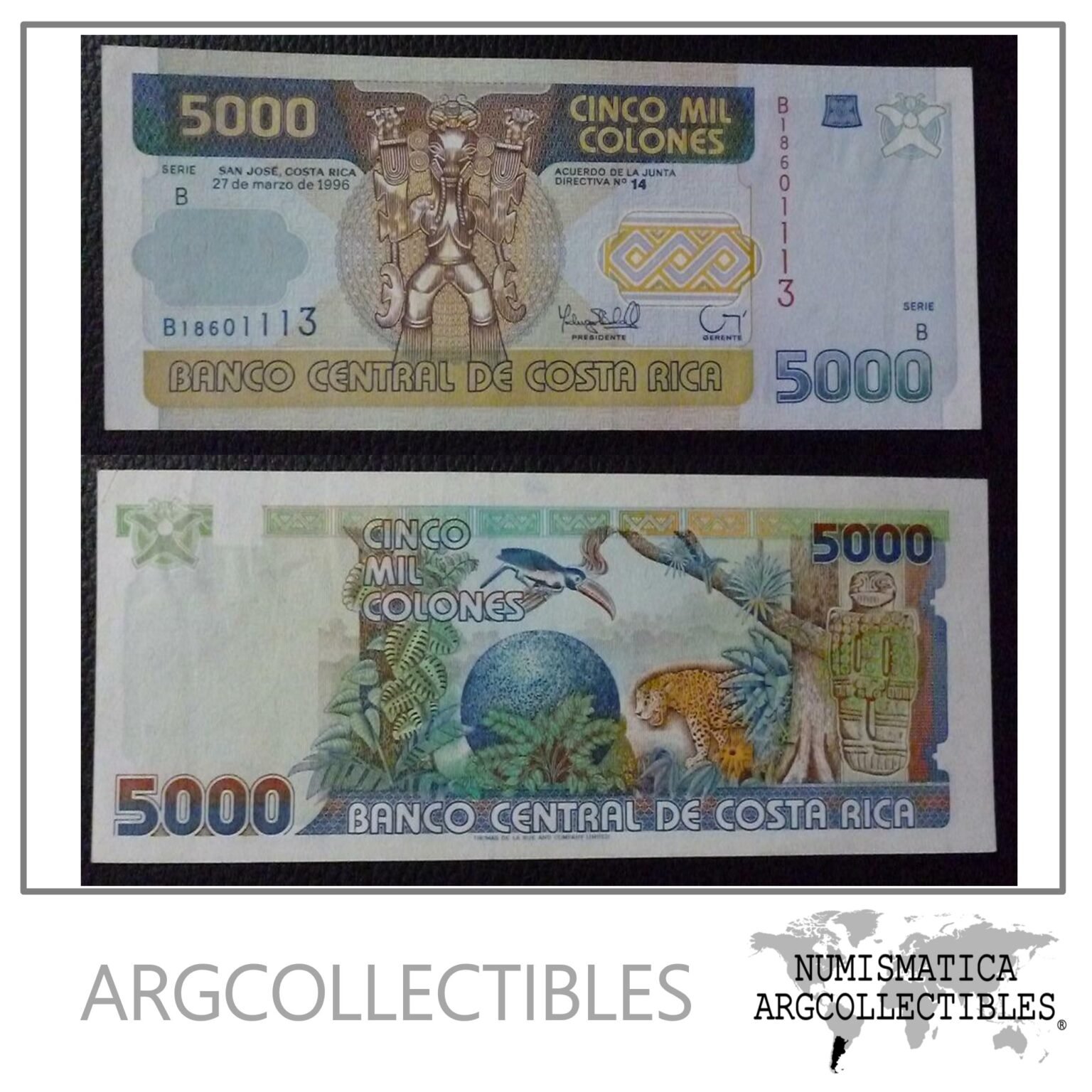 Costa Rica Billete 5000 Colones, Pick 266a XF+ 1996 – Argcollectibles