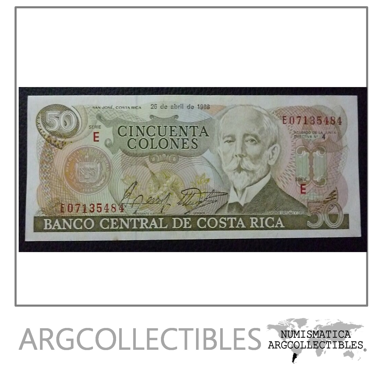 COSTA RICA Billete 50 Colones, Pick 253 UNC 1988 – Series E ...