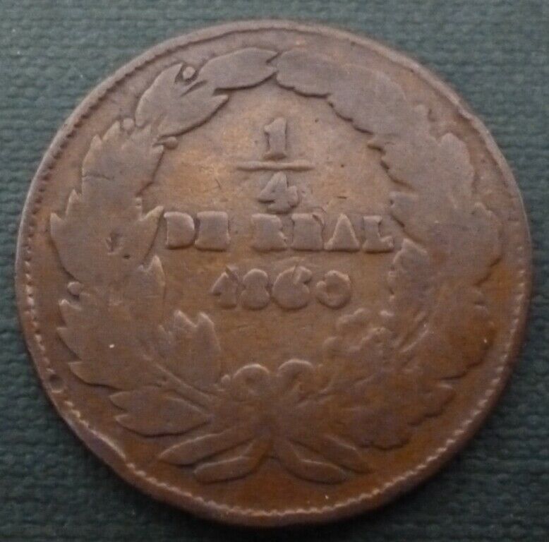 Mexico Moneda de Cobre 1/4 Real, KM344 F+ 1860 (Chihuahua ...