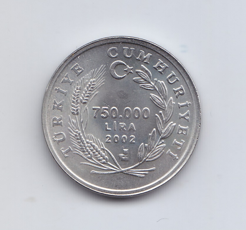 Turquia Moneda 750.000 Liras Niquel 2002 Cabra Km-1162 Unc ...