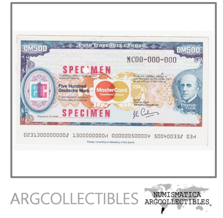 Alemania Cheque 500 Marcos 1980 Especimen Thomas Cook (Travellers ...