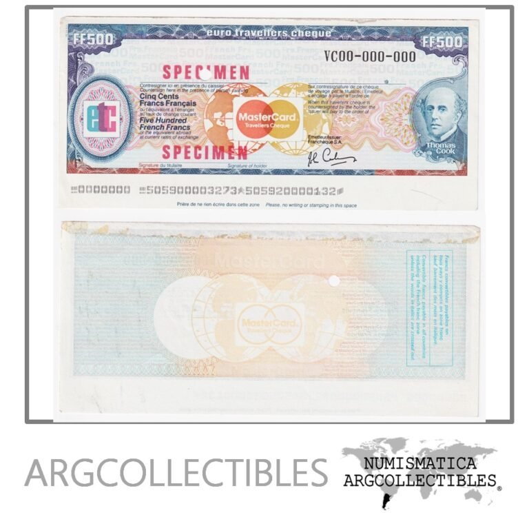 Francia Cheque 500 Francos 1980 Specimen Thomas Cook (Travellers Cheque ...