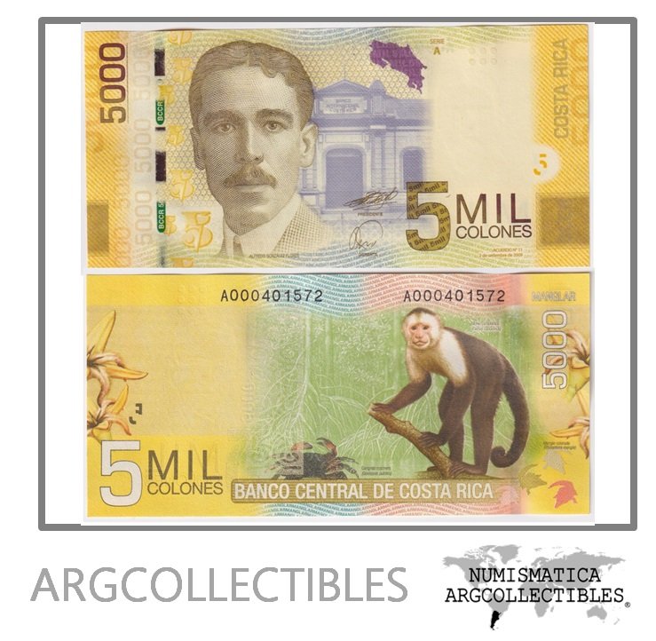 Costa Rica Billete 5.000 Colones 2009 P-276a UNC – Argcollectibles