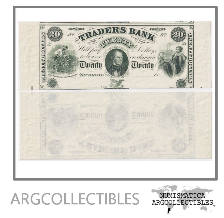 Estados Unidos Usa Billete 20 Dolares 1860 Traders Bank UNC ...