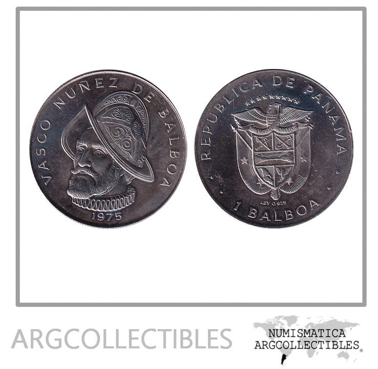 Panama Moneda 1 Balboa 1975 Niquel Vasco Nuñez de Balboa KM-39 Proof ...