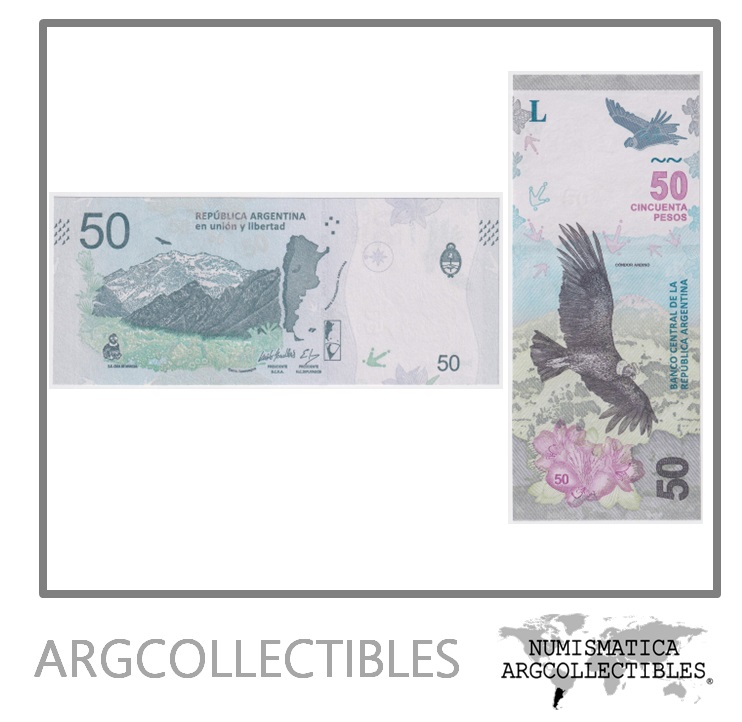 Argentina Billete 50 Pesos 2018-2020 P-363/BOT-5203-5207 UNC (Error sin ...