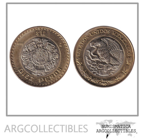 Mexico Moneda 10 Pesos 1998 Bimetalica Calendario Azteca KM-616 UNC ...