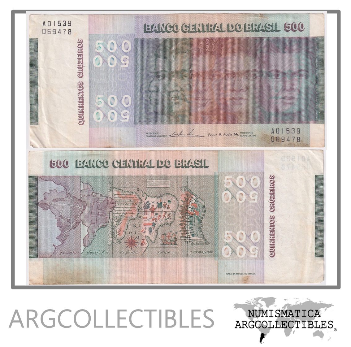 Brasil Billete 500 Cruzeiros 1972 P-196b VF – Argcollectibles