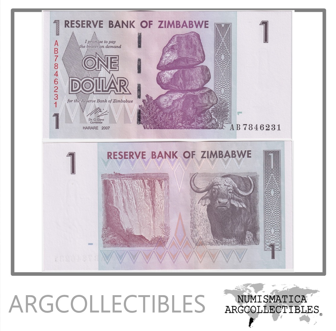 Zimbabwe Billete 1 Dolar 2007 P-65 UNC – Argcollectibles