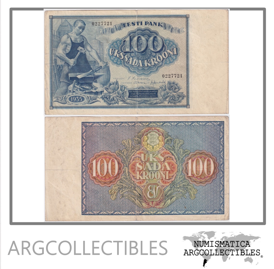 Estonia Billete 100 Krooni 1935 P-66 VF – Argcollectibles