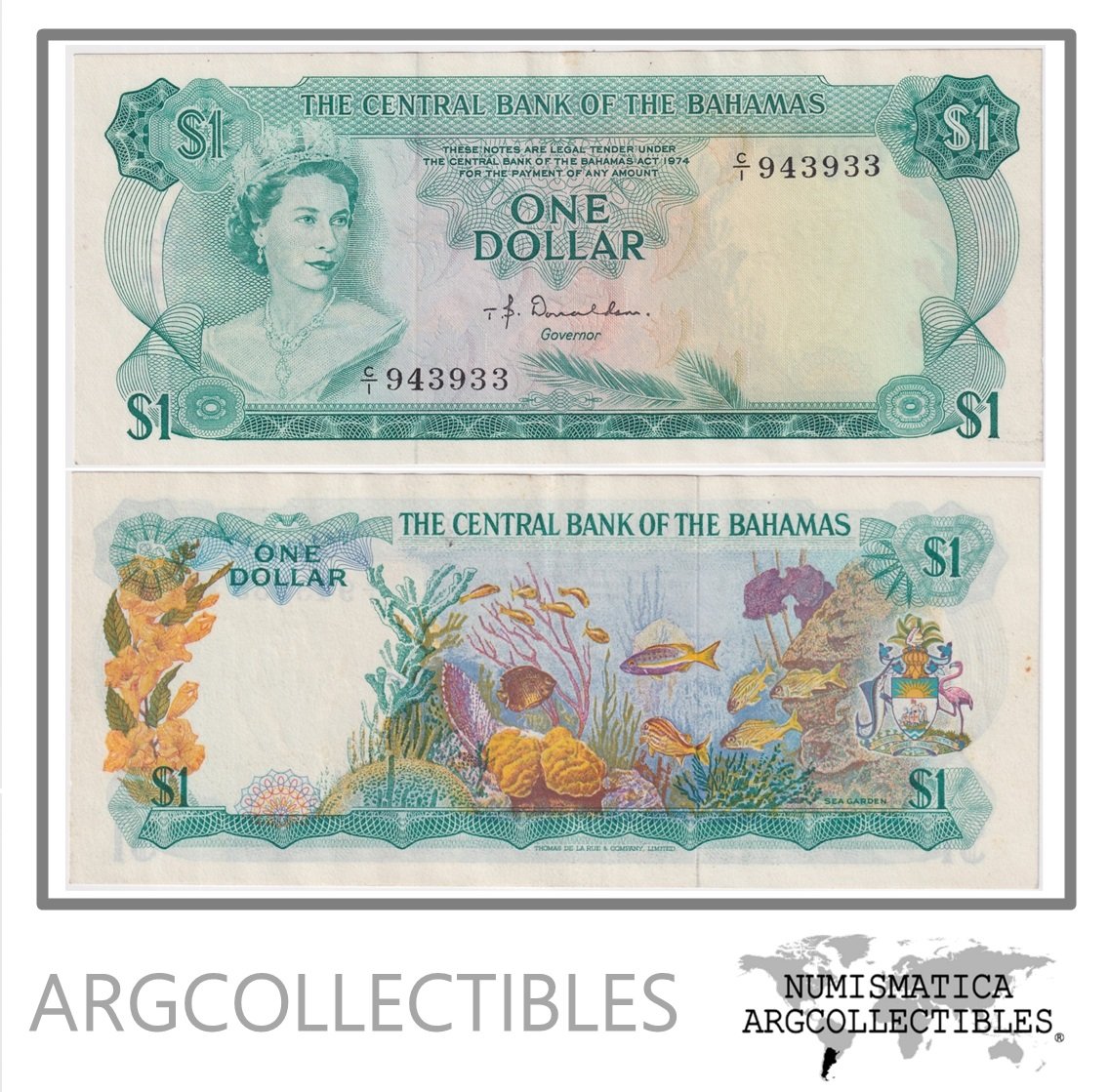 Bahamas Billete 1 Dolar 1974 P-35b XF – Argcollectibles