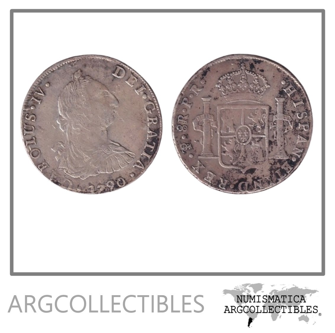 Bolivia(Potosi) Moneda 8 Reales 1790 Plata 895 Carlos IV KM-64/CJ-76.2. ...