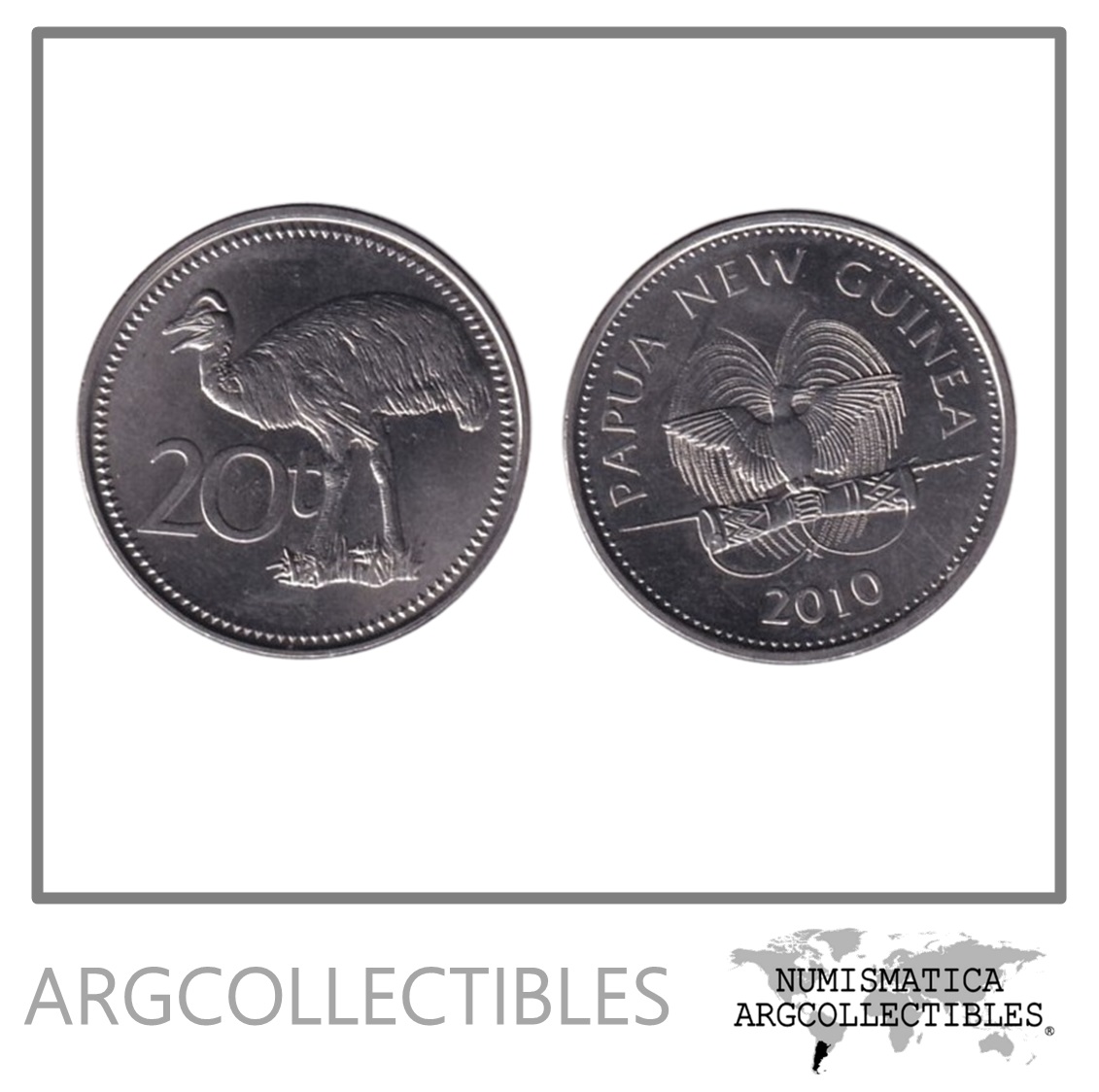 Papua Nueva Guinea Moneda 20 Toea 2010 Fauna Acero KM-5a UNC ...