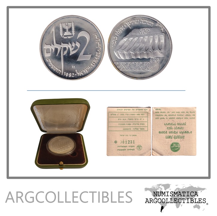 Israel Moneda Estuche 2 Shekels 1982 Hanukka Yemen Plata 850 KM-124 ...
