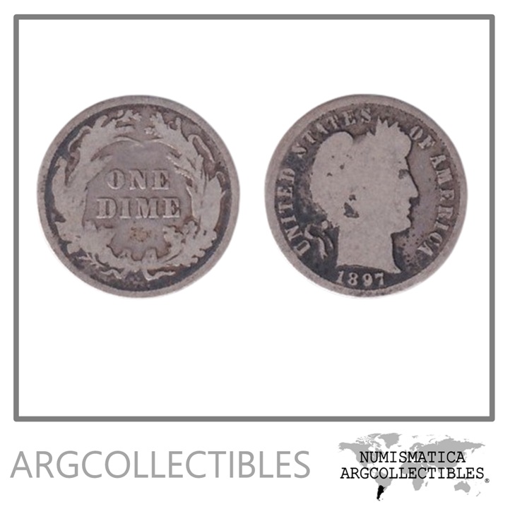 Usa Moneda 1 Dime 1897 Plata 900 Barber KM-113 F – Argcollectibles