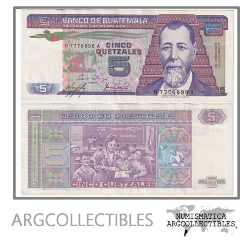 Guatemala Billete 5 Quetzales 1983 P-67 AU – Argcollectibles