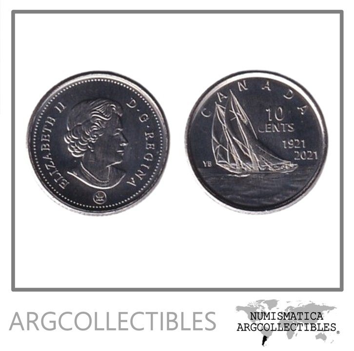 Canada Moneda 10 Centavos 2021 / 100 Aniversario Bluenose Acero UNC ...