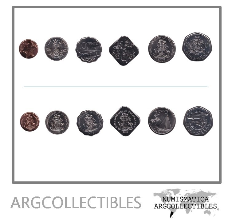 Bahamas Set x 6 Monedas 2005-2018 Cobre-Acero UNC – Argcollectibles