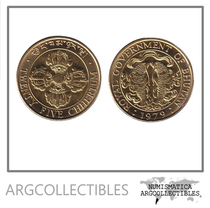 Bhutan Moneda 25 Chetrum 1979 Acero Baño Bronce KM-47a UNC ...