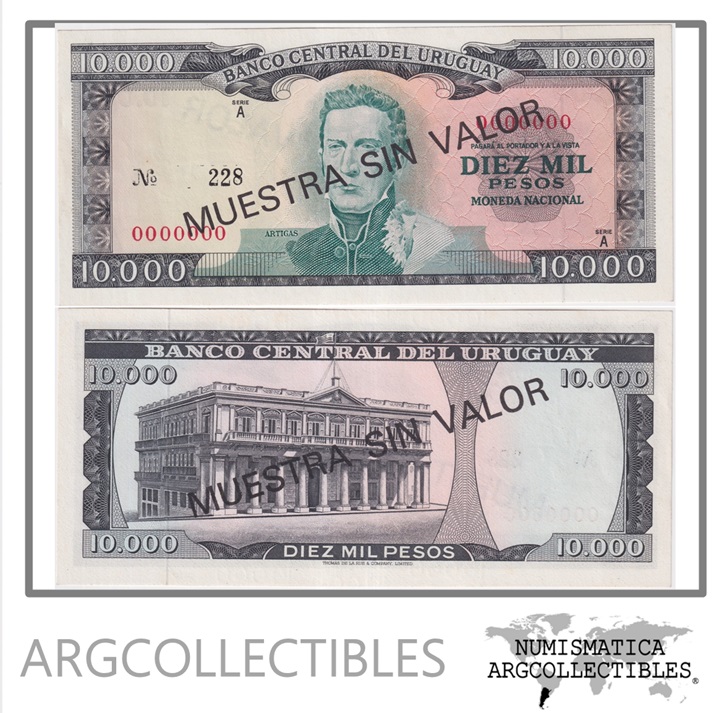 Uruguay Billete 10.000 Pesos 1967 P-51 UNC (Specimen) – Argcollectibles