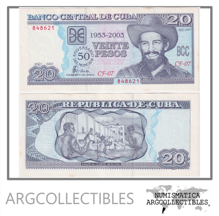 Cuba Billete 20 Pesos 2003 P-122 AU – Argcollectibles
