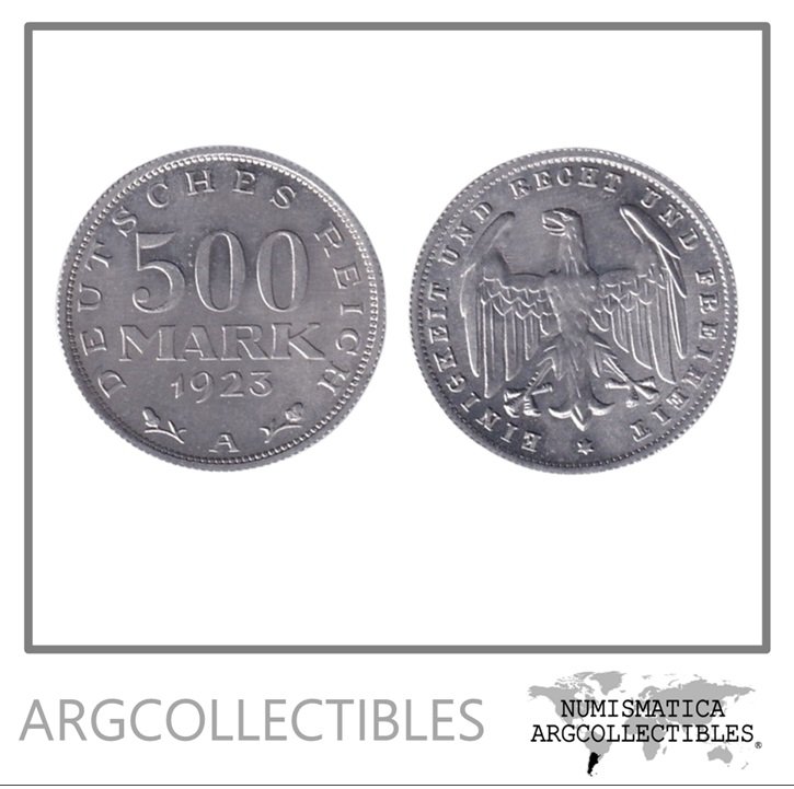 Alemania Moneda 500 Marcos 1923 Weimar Aluminio KM-36 AU – Argcollectibles